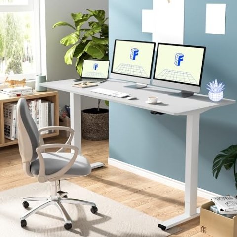 EC1 60" Large Height Adjustable Standing Desk, Electric Sit Stand Desk Home Office Table ...