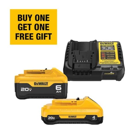DEWALT 20V MAX 锂电池2件套 6.0Ah + 4.0Ah $199 还送工具