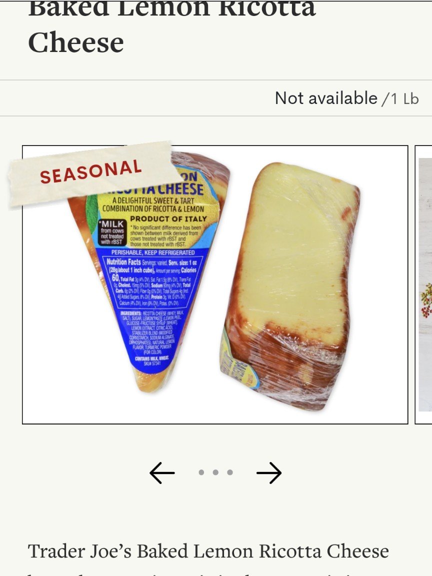 trader Joe's Baked Lemon Ricotta Cheese | 社区校园生活精选