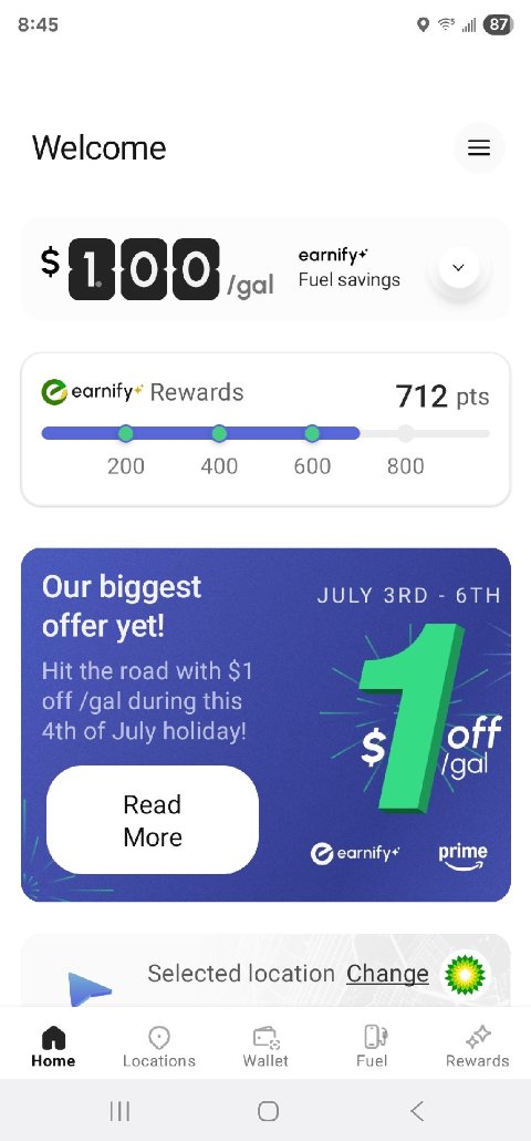 独立日加油省$1/gal，有Amazon Prime的，推荐earnify app用起来。 | 社区精选