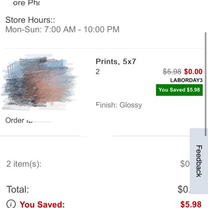 CVS Photo Prints 5x7 Inch 2-Count Free