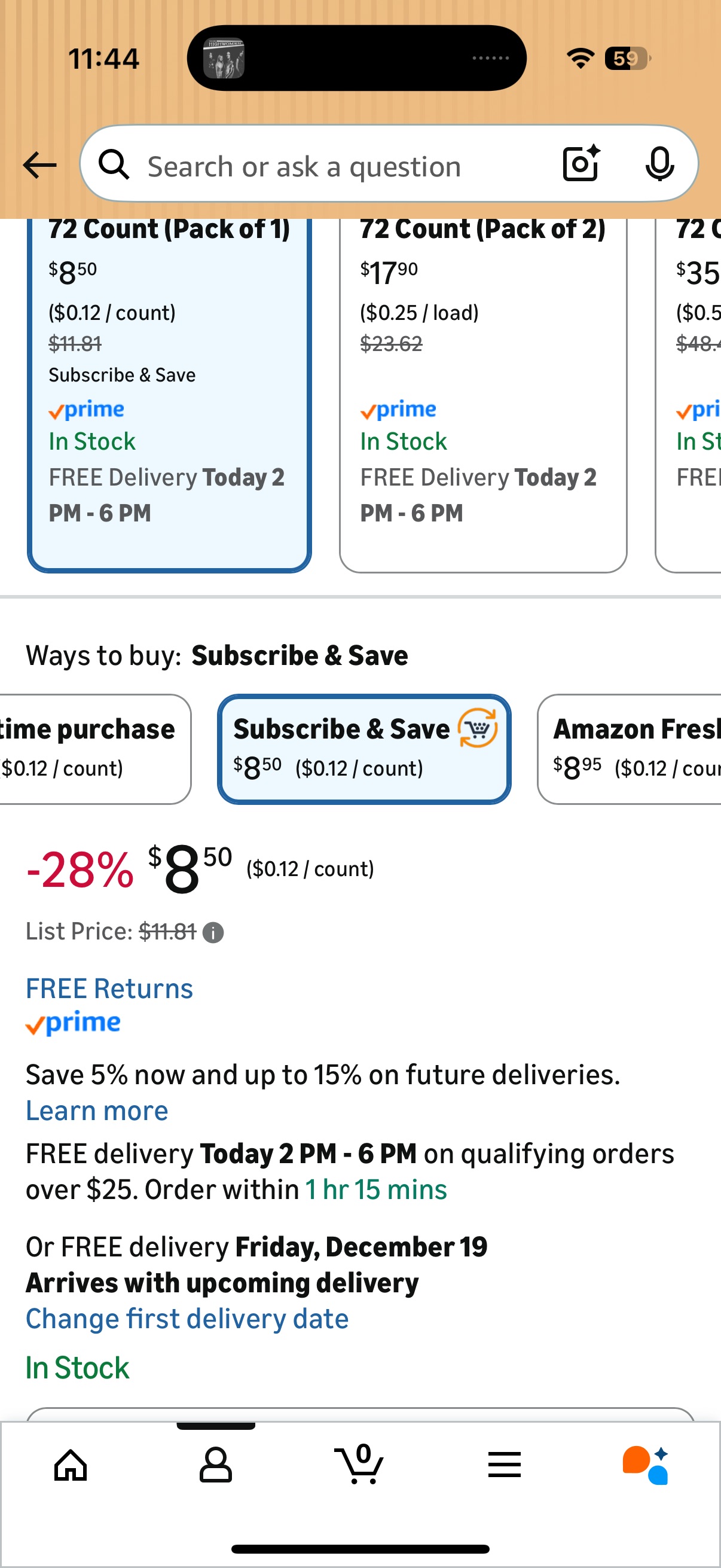 史低价：Shout 洗衣护色防染巾 72片 防止衣物串色好帮手 $5.37