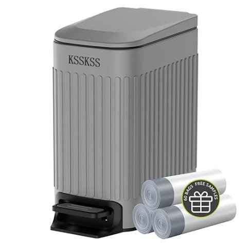 Small Bathroom Garbage Can with Soft Close Lid, 6L / 1.6 Gallon ...