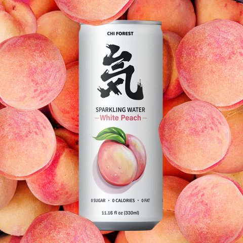 CHI FOREST Flavored Sparkling Water White Peach, 11.15 fl oz Cans(pack of 24)