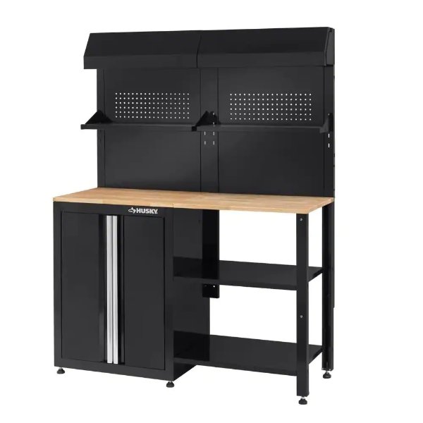 6-Piece Ready-to-Assemble Steel Garage Workstation in Black (53 in. W x ...
