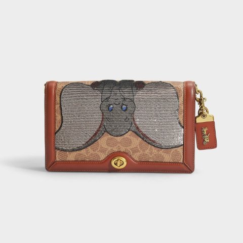 Disney x Coach Embellished Dumbo Coated Canvas Signature Riley Bag in ...