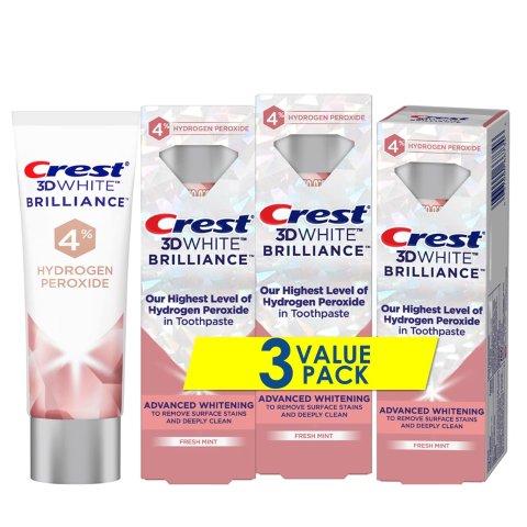 Crest 3D White Brilliance Hydrogen Peroxide Toothpaste with Fluoride,3 ...