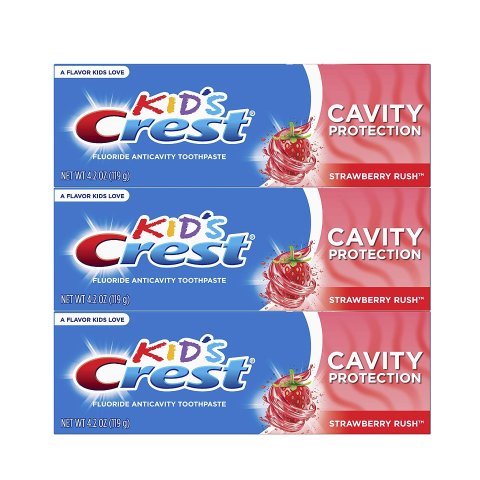 Crest Kid's Cavity Protection Fluoride Toothpaste, Strawberry Rush, 3 Count