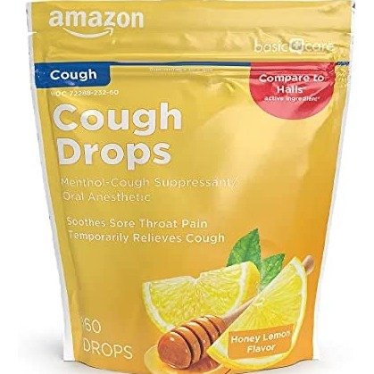 Amazon Basic Care Honey Lemon Cough Drops 160ct $3.82