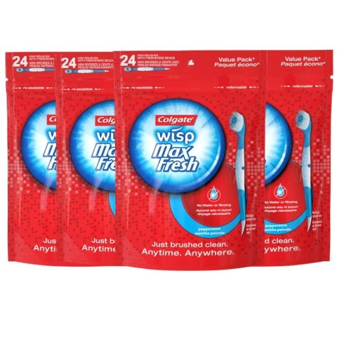 Colgate Max Fresh Wisp Disposable Mini Travel Toothbrushes, Peppermint ...