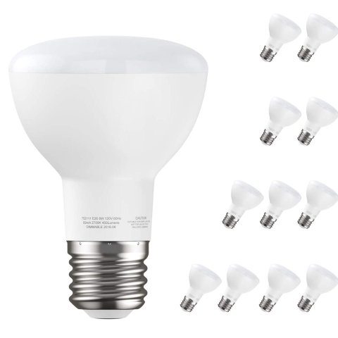 12 Pack Flood Light Bulb, BR20 E26 LED Bulbs Dimmable, 8W 450lm $8.99