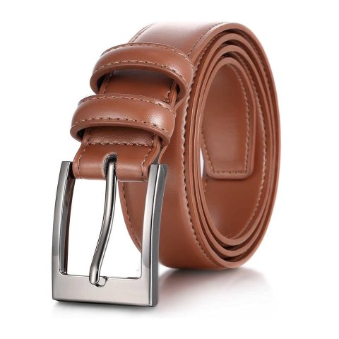 Marino’s Men Genuine Leather Dress Belt with Single Prong Buckle