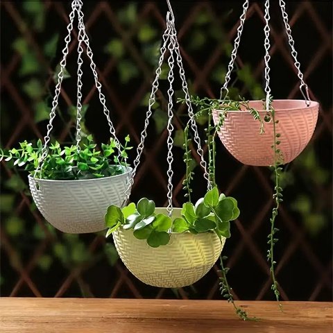 Temu 1pc Hanging Planter Garden Container Hanging Basket Flower Pot For ...