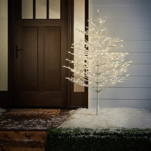 Color Choice 5-ft Winterberry Pre-lit White Artificial Christmas Tree ...