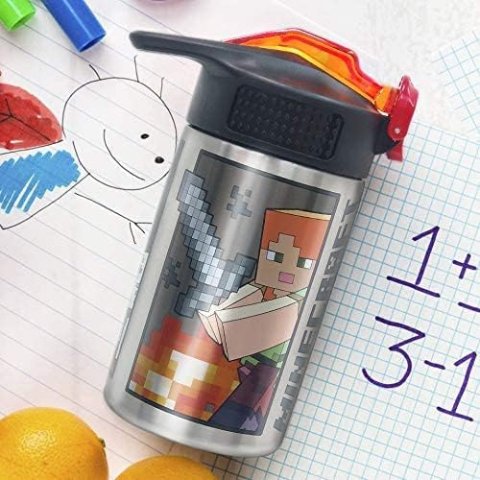 ak Designs Minecraft - Stainless Steel Water Bottle for Kids (15.5 oz ...