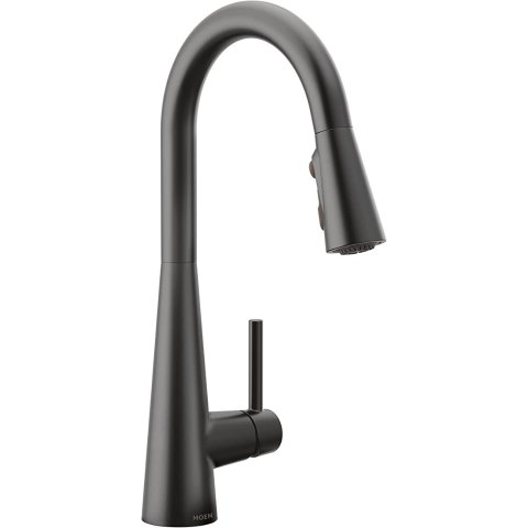 Sleek Matte Black One-Handle High Arc Pulldown Kitchen Faucet Featuring ...