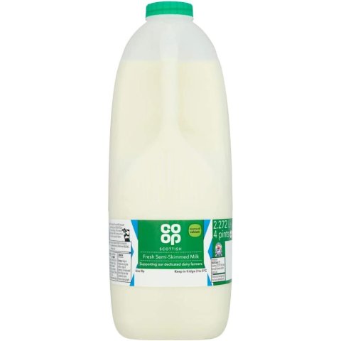 Co-op Scottish Fresh Semi-Skimmed Milk, 4 Pints 牛奶, 4 Pints 9.99 超值好货 ...