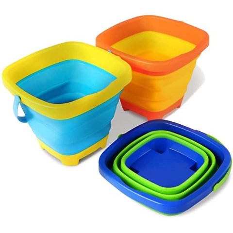 Kidtion Beach Toys Buckets, Collapsible Buckets for Kids Camping - 3 ...