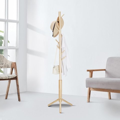 Azaeahom Coat Rack Freestanding with 8 Hooks 3 Adjustable Height Coat Racks