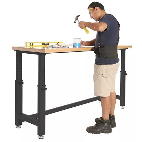 UltraHD® Height Adjustable Heavy Duty Workbench With Solid Wood Top, 72 ...