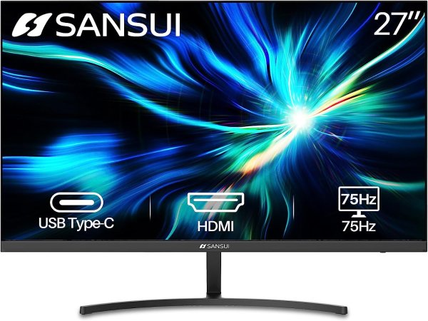 SANSUI 27 inch FHD Monitor with USB Type-C, Speakers Built-in, 75Hz ...