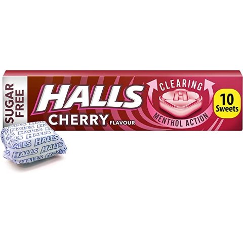 Halls Sugar Free Cherry Flavour with Clearing Menthol Action Sweets ...