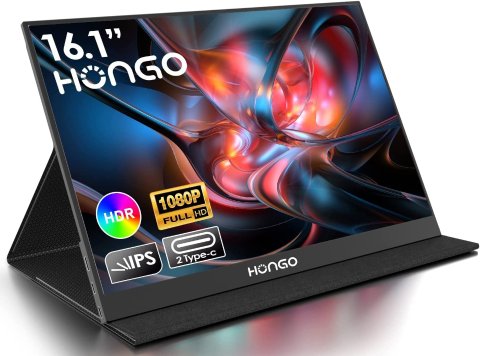HONGO 16.1" FHD 1080P IPS Portable Monitor with Dual Speakers $89.99