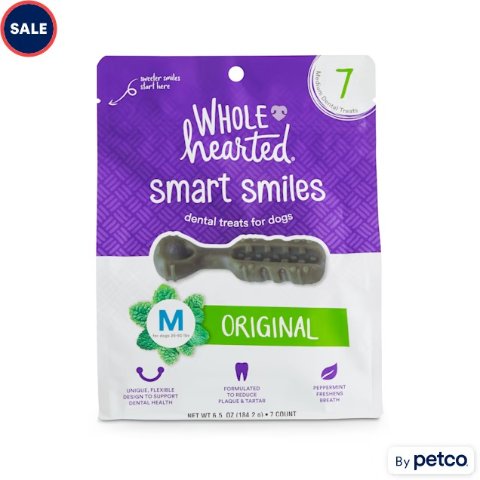 Wholehearted Smart Smiles Original Flavor Medium Dog Dental Treats, 6.5 ...