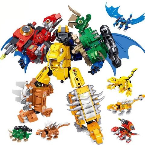 670pcs 6 In 1 Dinosaurs Building Blocks Small Particles City World ...
