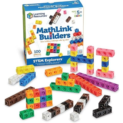 STEM Explorers MathLink Builders - 100 Pieces, Ages 5+, Kindergarten STEM Activities, Math ...