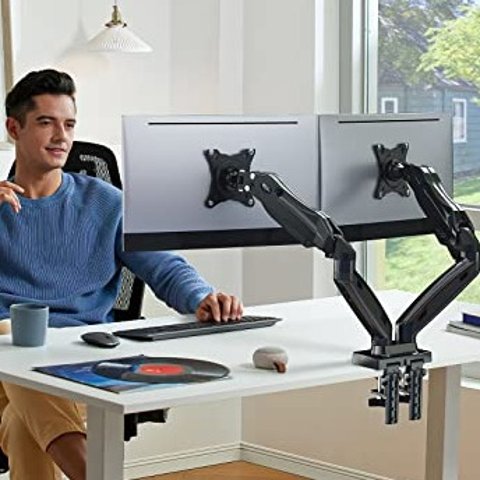 HUANUO Dual Monitor Stand for 13 to 27 inch Screens, Gas Spring Dual ...