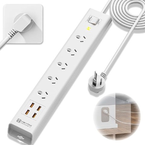 HEYMIX Powerboard with USB, Power Strip USB Surge Protector, 4-USB Port ...