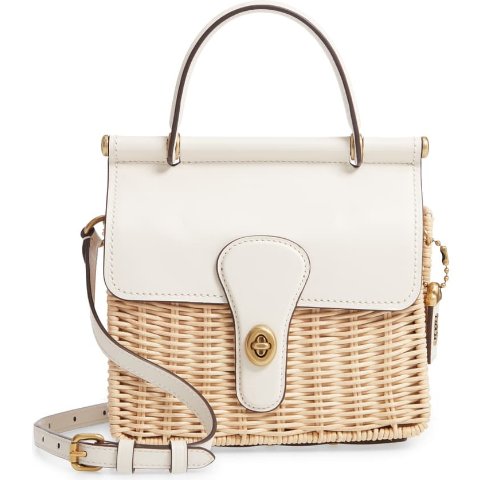 The Coach Originals Willis Leather & Wicker Top Handle Bag 新款包包 350.00 ...