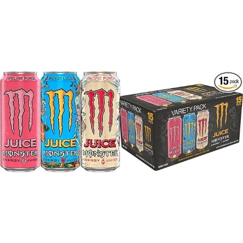 Monster Energy Juice Monster Variety Pack, Pipeline Punch, Mango Loco ...
