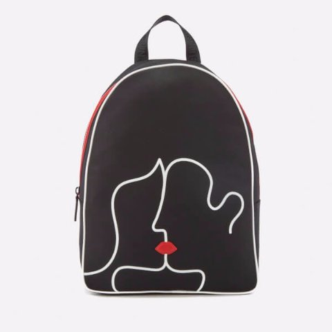 Lulu Guinness Women's Kissing Lips Backpack - Black/Chalk Kissing Lips ...
