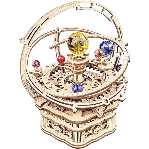 ROBOTIME 3D Wooden Puzzle Orrery Music Box - Mechanical DIY Solar ...