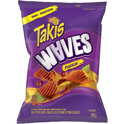 Waves Fuego Spicy Chili Pepper and Lime Wavy Potato Chips, Thick-Cut ...