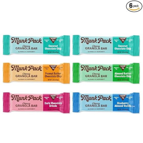 Munk Pack Chewy Granola Bar, Variety Pack | 1g Sugar, 4-5g Protein, Low ...