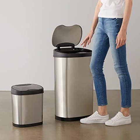 Amazon Basics Automatic Stainless Steel Dustbin Set -12L + 50L 垃圾桶套装 自动 ...