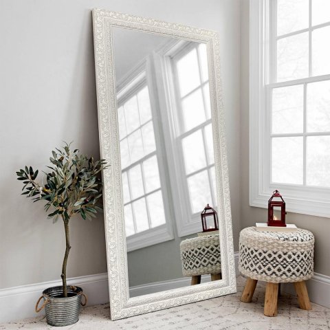65 in. x 30 in. Modern Oversized Rectangle Framed Beige Full Length ...