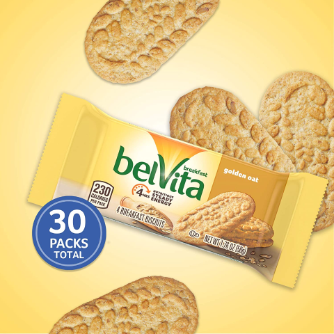 belVita Golden Oat Breakfast Biscuits 30 Packs $8.36