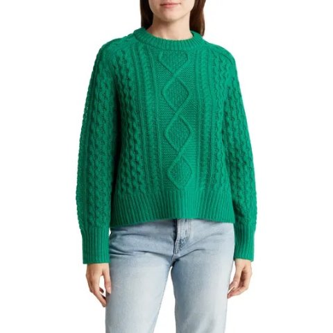 Anna Cable Knit Wool & Cashmere Sweater Anna 羊毛羊绒毛衣 475.00 超值好货 | 北美省钱快报