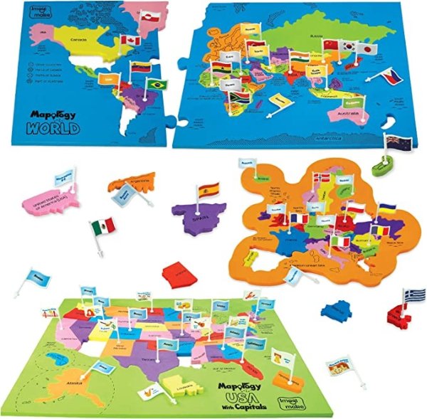 Imagimake Mapology US & World Map Puzzle- Geography for kids-United ...
