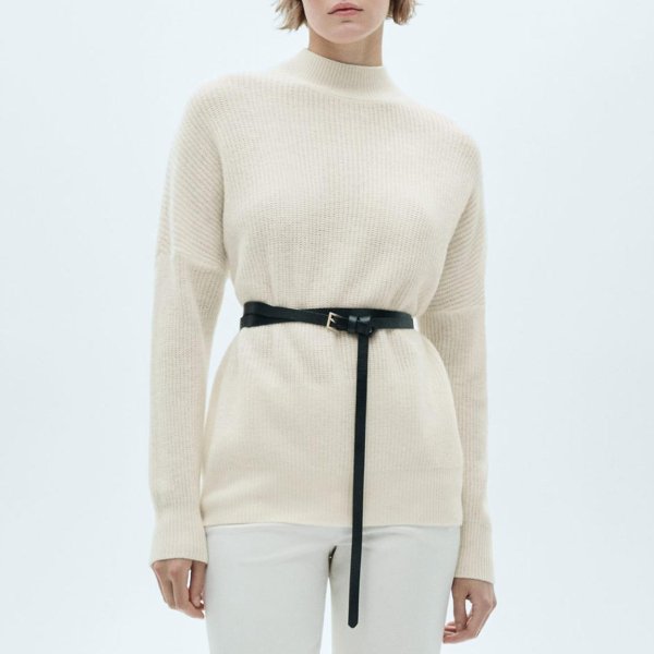 Cream Wool Oversized High Neck Jumper 羊毛高领宽松毛衣 奶油色 £35.52 超值好货 | 英国省钱快报