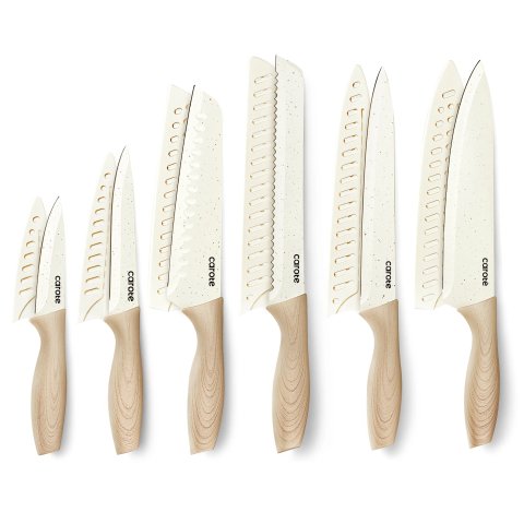 12PCS Knife set with Blade Guards,Granite Nonstick Ceramic Coating ...