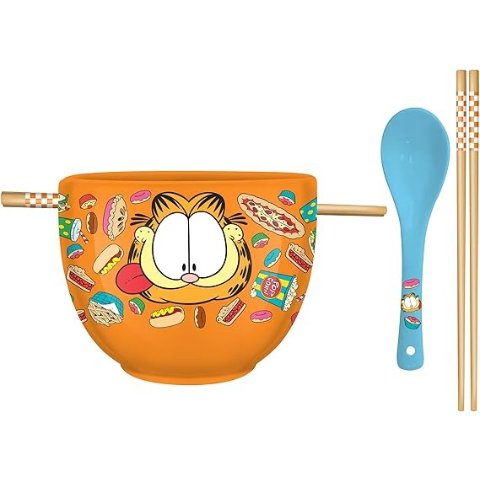 Silver Buffalo Garfield Hungry Junk Food Ceramic Ramen Noodle Rice Bowl ...