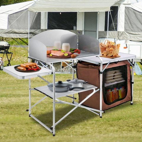 Dealmoon Exclusive: Camping Kitchen Table Picnic Cabinet Folding ...