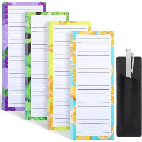 4 Pack Magnetic Note Pad for Fridge with Pen Holder, Totally 200 Sheets ...