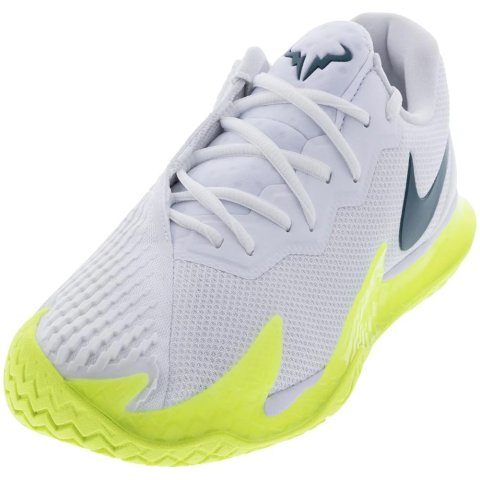Mens Rafa Zoom Vapor Cage 4 Tennis Shoes White and Volt Rafa Zoom Vapor ...