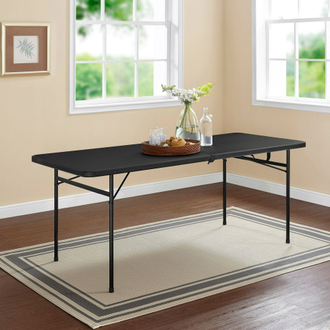 Mainstays 6 Foot Bi-Fold Plastic Folding Table, Black $34.84